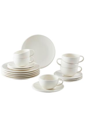 Villeroy & Boch Kaffeeservice NewMoon, Wei&szlig;, Keramik, 18-teilig, robust, Essen & Trinken, Geschirr, Geschirr-Sets, Kaffeeservice
