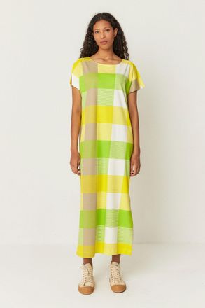 SKFK Damen vegan Kleid Iris Gelb/Gr&uuml;n