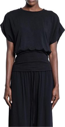 Thom Krom Femme, Tops, Noir, Taille: 42 FR T-shirt en Jersey de Coton Modal Noir