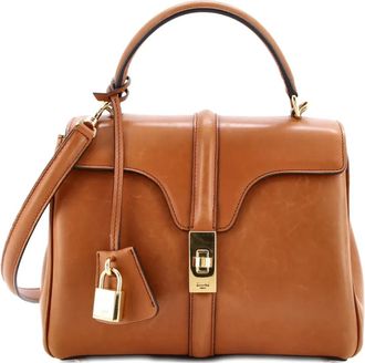 Celine Top Handle Smooth Leather 16 Satchel - Marron