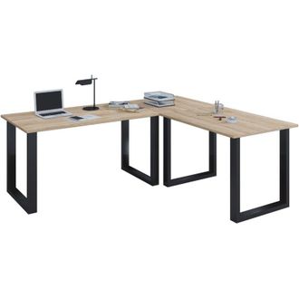 ebuy24 Ebuy24 - Bureau Lona h. 76 x l. 130 x p. 130 cm Noir/Sonoma Eiche