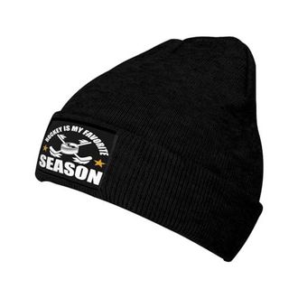 Generic Universelle Bonnet Tricot&eacute;, Le Hockey Vintage est ma Saison pr&eacute;f&eacute;r&eacute;e, Respirant Beanie Tricot&eacute;, Tricoter Chapeau pour Femme, Ski, Cyclisme