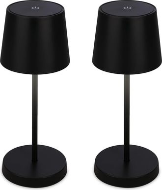 Briloner 2er-Set LED Tischlampen kabellos mit Touch, dimmbar in Stufen, Nachttischlampe, Leselampe, Campinglampe, Tischleuchte, Akku Lampe, Outdoor, 10,5x26 cm
