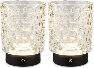 Briloner LED Tischlampe kabellos IP44 mit Glaskorpus, Touchdimmbar in Stufen, Akku & Lichtquelle tauschbar, Nachttischlampe, Dekolampe, Akku Tischleuchte, Wohn