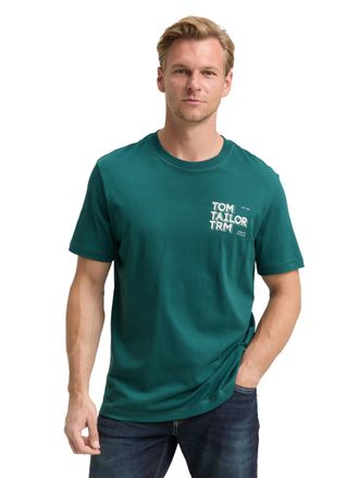 Tom Tailor Herren 1047795 T-Shirt mit Print, 14171-Jasper Green, XXL