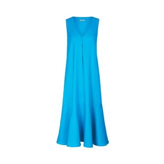 Riani Femme, Robes, Bleu, Taille: 42 FR Robe Maxi &Eacute;l&eacute;gante avec Col en V