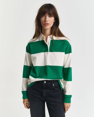 GANT Damen Gestreifter Heavy Rugger aus Baumwolle (XL) BOLD Grün