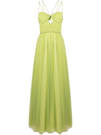 Rayane Bacha robe ornée de dentelle Winnie à coupe longue - Vert