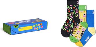 Happy Socks Kids Back to School Socken in Geschenkbox - Bleistift & Buchstaben - 3er-Pack f&uuml;r Kinder von 4-6 Jahren