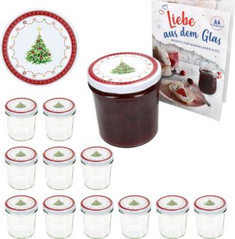 MamboCat 12er Set Sturzglas 350 ml mit Twist-Off-Deckel Weihnachtstraum I Einmachgläser + to 82 Deckel + GRATIS Rezeptheft I Vorratsgläser einkochen & konservi