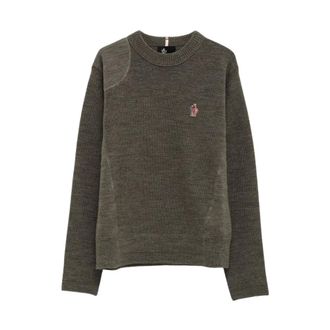 Moncler Pull Col Rond en Laine - Homme - Pulls - Vert - Taille: XL