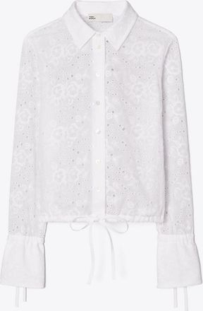 Tory Burch Damen Baumwollbluse mit Lochstickerei