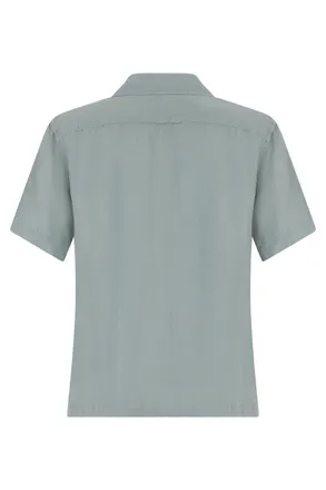GANT Mens Short-Sleeved Linen Shirt Green