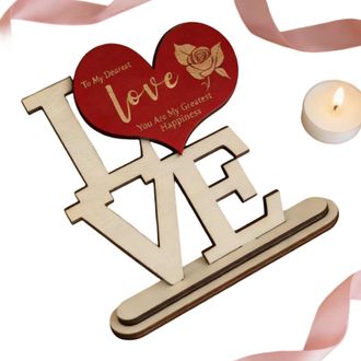 Generic Valentinstag Teller - H&ouml;lzerne Romantische Party Display,Valentines Board Rustikale Liebe Dekoration | f&uuml;r Haus Schlafzimmer Wohnzimmer K&uuml;che B&uuml;ro Man