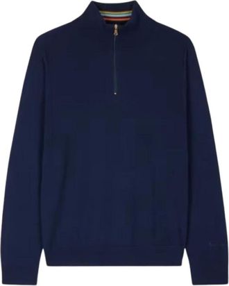 Paul Smith Homme, Pulls, Bleu, Taille: M Pull en Laine M&eacute;rinos avec Demi-Fermeture &Eacute;clair
