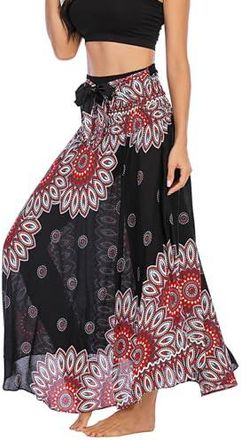 Feoya Jupe longue &eacute;l&eacute;gante pour femme, robe taille haute, pour l&eacute;t&eacute;, boh&ecirc;me, licou, robe de plage 2 en 1, Taille unique
