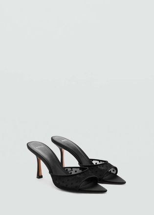 Mango Sandales dentelle talon noir - Femme - 35 - MANGO