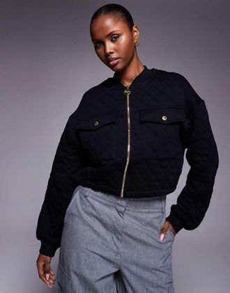 Barbour Katya - Bomberjacke aus Sweatshirt-Stoff in Schwarz