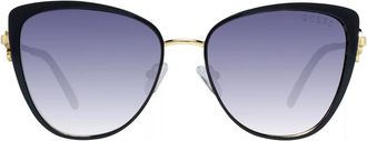 Guess Sonnenbrille mit gl&auml;nzendem schwarzen Rahmen und goldenen Beinen