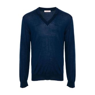 Valentino Garavani Homme, Pulls, Bleu, Taille: 2XL Pull V &agrave; logo V Signature