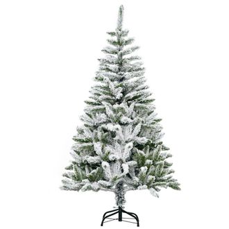 HOMCOM K&uuml;nstlicher Weihnachtsbaum 150 cm k&uuml;nstlich Kiefernbaum mit Schnee, 358 Spitzen Christbaum Weihnachtsdeko inkl. Metallst&auml;nder f&uuml;r drinnen