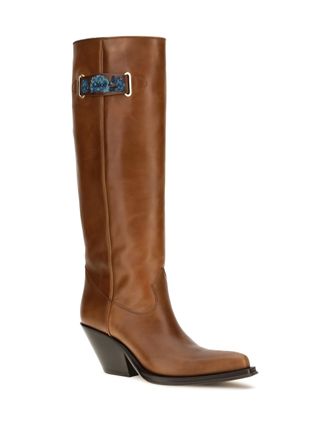 Chlo&eacute; Womens Azelan Over-The-Knee Leather Boots Amber Brown