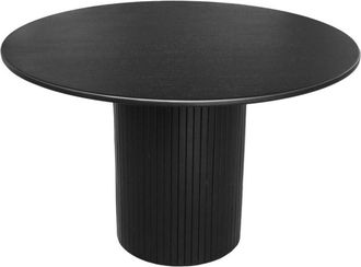 Sweeek Table &agrave; manger ronde bois dh&eacute;v&eacute;a et placage ch&ecirc;ne noir 4 places - &Oslash; 115 x 73 cm - Estelle