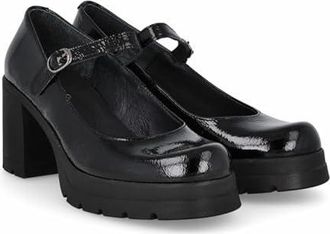 Lince Lince Merceditas Plateforme confortable | Semelle en caoutchouc | Semelle int&eacute;rieure en gel amovible | I41901 | Fabriqu&eacute; en Espagne, Cuir Rock Noir, 3