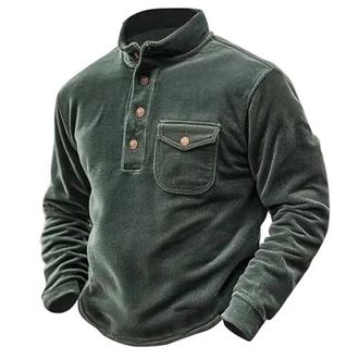 Generic Pull en velours côtelé pour homme - Col en V - Manches longues - Col montant - Pull dhiver chaud en velours côtelé, Jn, 3XL