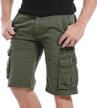 Onsoyours Cargo Shorts Hommes Été Outdoor Multipoches Bermudas Shorts De Plage Vintage Casual Couleur Unie Camo Pantalon Pantacourt Lâche A Light Armée Verte La