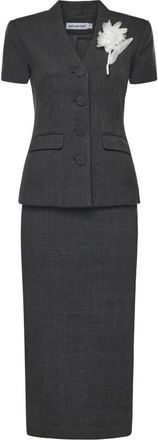 Self Portrait Femme, Robes, Gris, Taille: 40 FR Robe Midi Avec D&eacute;tails Floraux