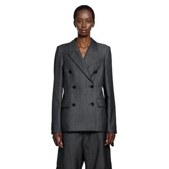 Balenciaga Wool Denim Twill Double-Breasted Blazer