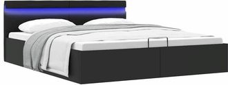 vidaXL Cadre de lit à rangement avec led Noir Similicuir 180x200 cm