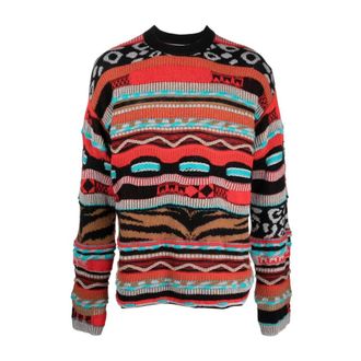 Laneus Rundhals-Jacquard - - Knitwear - Herren - Mehrfarbig - S