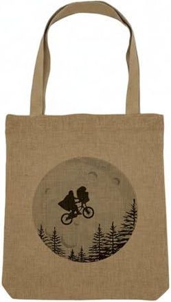 Fabulous Sac Shopping Tote Bag Aspect Lin - Extraterrestre V&eacute;lo Volant Lune Cyclisme Film - Sac de Courses Toile Epaisse 360g Beige Naturel Cabas Port&eacute; Epaule 