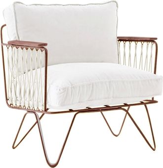 Honor&eacute; Fauteuil Croisette fer brun epoxy, coton blanc Honor&eacute;