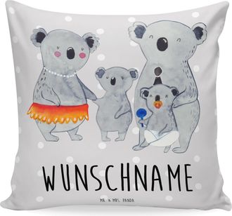 Mr. & Mrs. Panda Kopfkissen Koala Familie - Personalisierte Geschenke, Mama, Papa, Name, Personalisiert, Bruder, Kinder, Kissen, Wunschname, Bedrucken