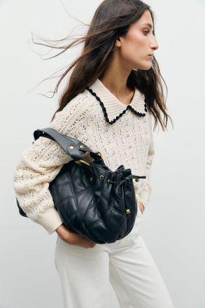 Gerard Darel Pull en crochet &agrave; col contrast&eacute; - ROCA - Ecru