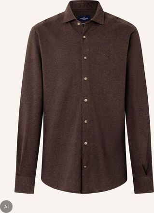 Hackett Freizeithemd Melange Jersey Pique braun