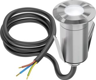 LEDs Com LED Bodeneinbauleuchte GLOX für außen, IP67, aluminium, rund, 35mm Ø, weiß, matt