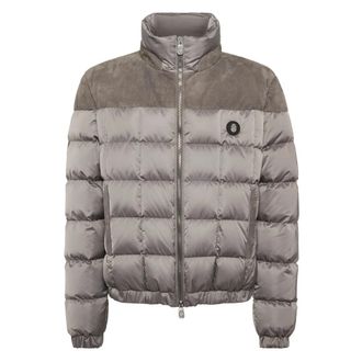 Billionaire Boys Club Gesteppte Pufferjacke mit Wildleder-Eins&auml;tzen - - Jackets - Herren - Grau - 4XL