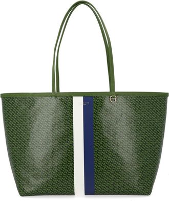 Tory Burch Womens Handbag Racer Green Cotton Linen Handbags Hand Bags