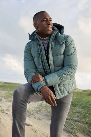 Bruno Banani Steppjacke Winterjacke mit Fellimitat und abnehmbarer Kapuze