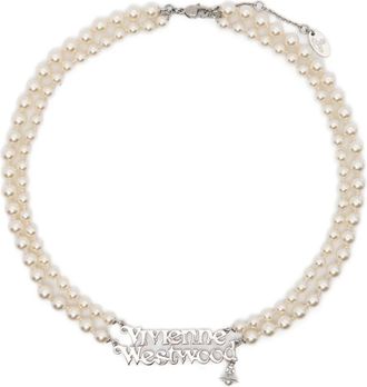 Vivienne Westwood collier Amelia &agrave; logo - Argent