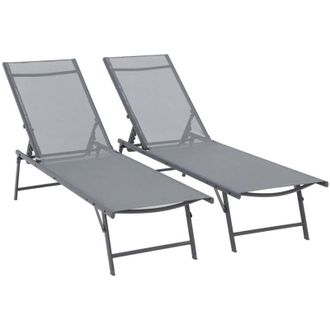 Sweeek 2er-Set Sonnenliegen aus Stahl mit Textilene, vierfach verstellbar