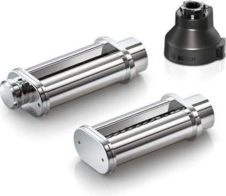 Bosch Zubehör MUZS6PP, PastaPassion Set, 2 Pasta-Aufsätze, Tagliatelle-Nudelwalze, Lasagne-Nudelwalze, Adapter, für Küchenmaschine Serie 6, schwarz/edelstah