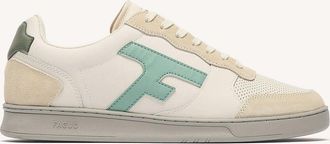 Faguo Baskets cr&egrave;me et bleu cuir