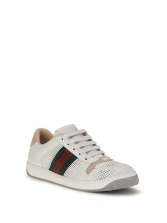 Gucci Womens Screener Leather Sneakers Wh-Np-Wh-Vrv-Gw-Gw-N Wh/np/wh/vrv/gw/gw/n