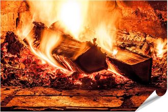 Islandburner Prime Poster XXL Fotodruck Kamin Mit Einem Lodernden Feuer Foto Premium Bild auf Foto Papier 130x90cm