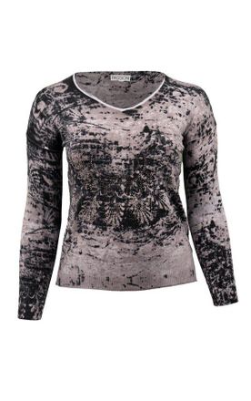 Passioni Strickpullover mit abstraktem Print und Glitzer
